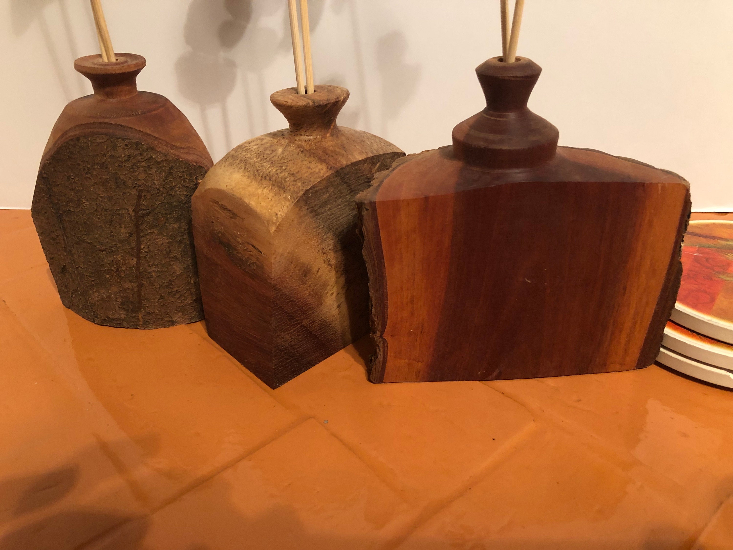 A Set of Three Unique Wood Weed Pots or Vases Made From TX Mesquite and ...