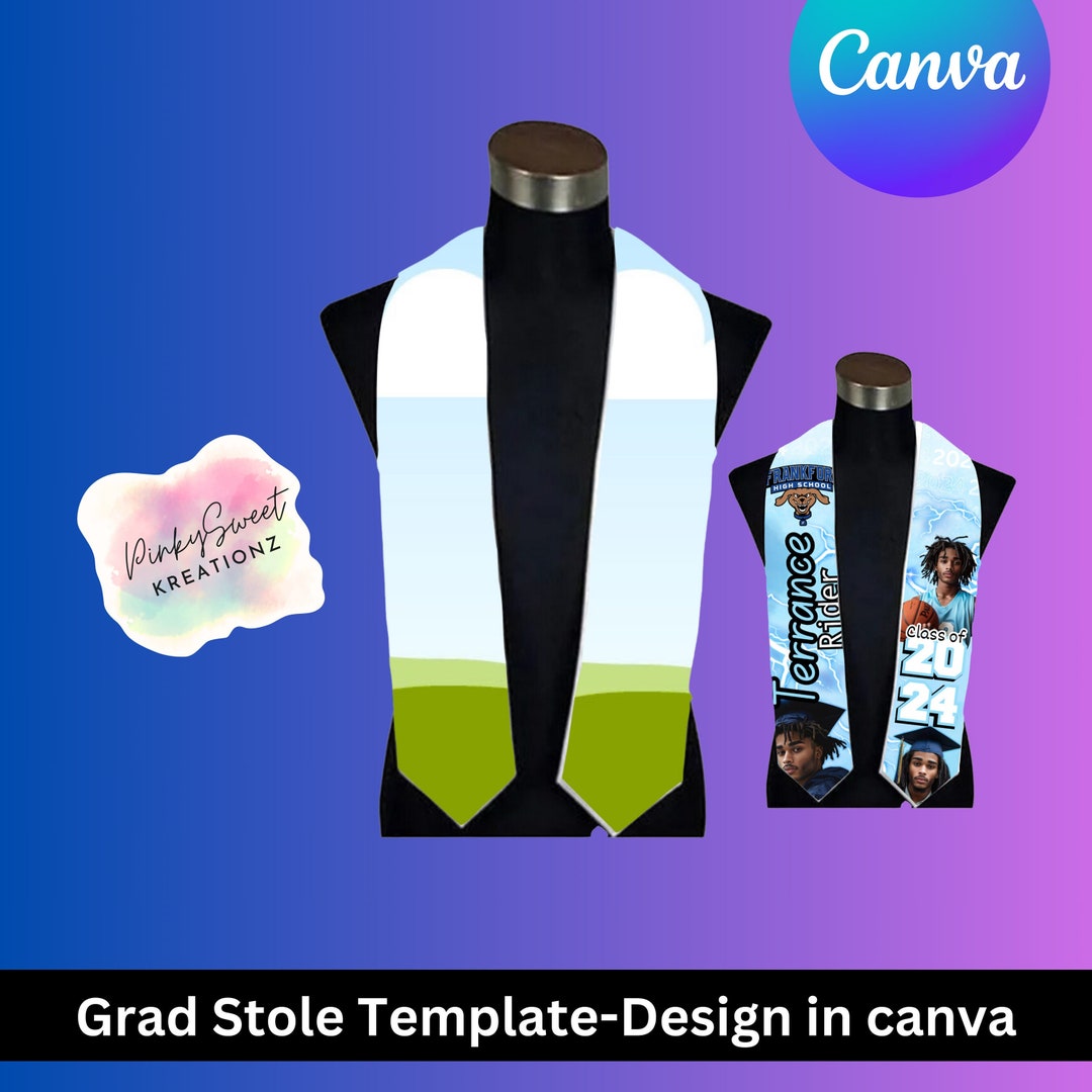Grad Stole Template,graduation Sash,class of 2024, Digital Template ...