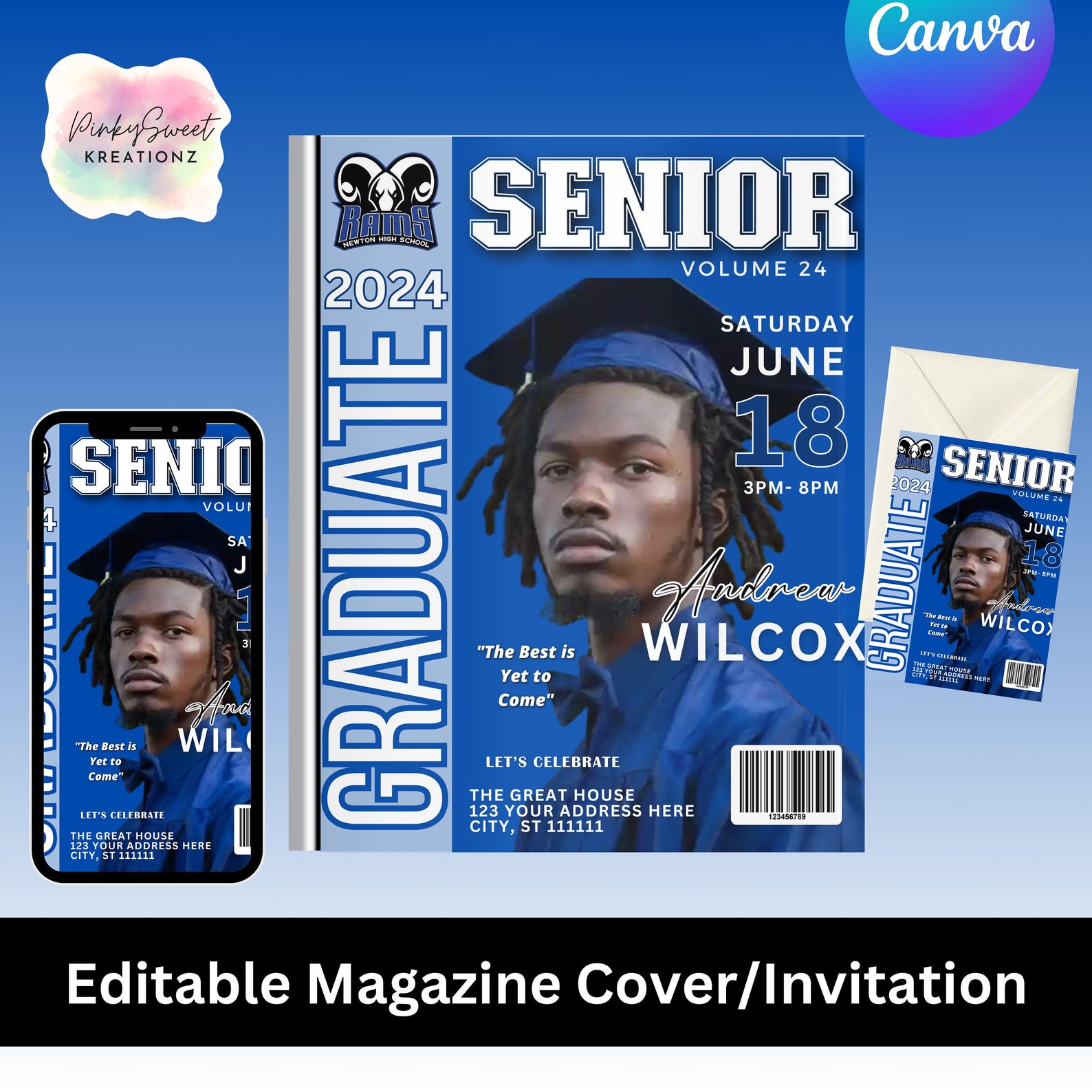 Editable Graduation Magazine/invitation Template, E-vites, Digital ...