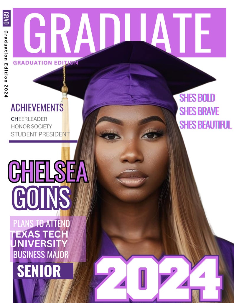 Graduation Magazine Cover Template, Editable Canva Design,magazine ...