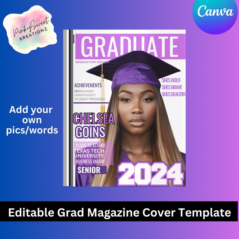 Graduation Magazine Cover Template, Editable Canva Design,magazine ...