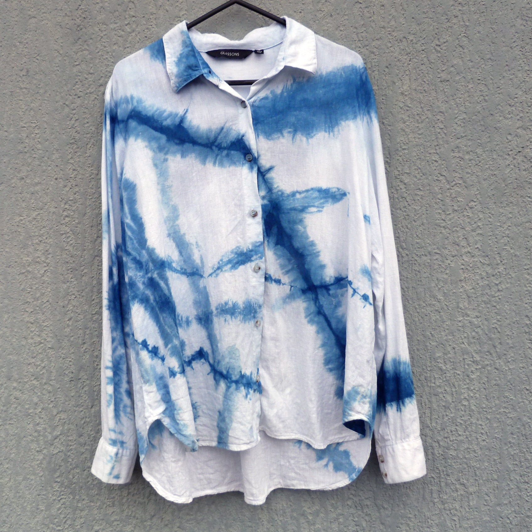 Glassons Brand Indigo Natural Hand Dyed Shibori Tie Dye Linen Shirt - Etsy