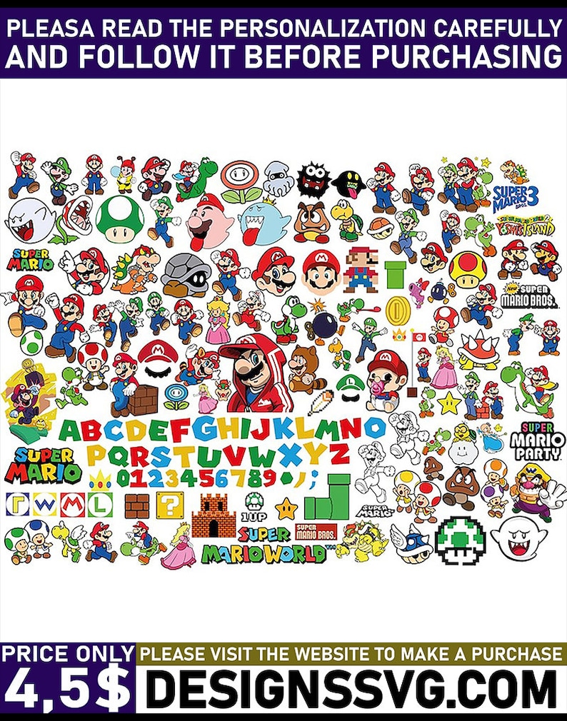 Super Mario Bundle Svg, Mario Family Svg, Mario Svg Cut Files for ...