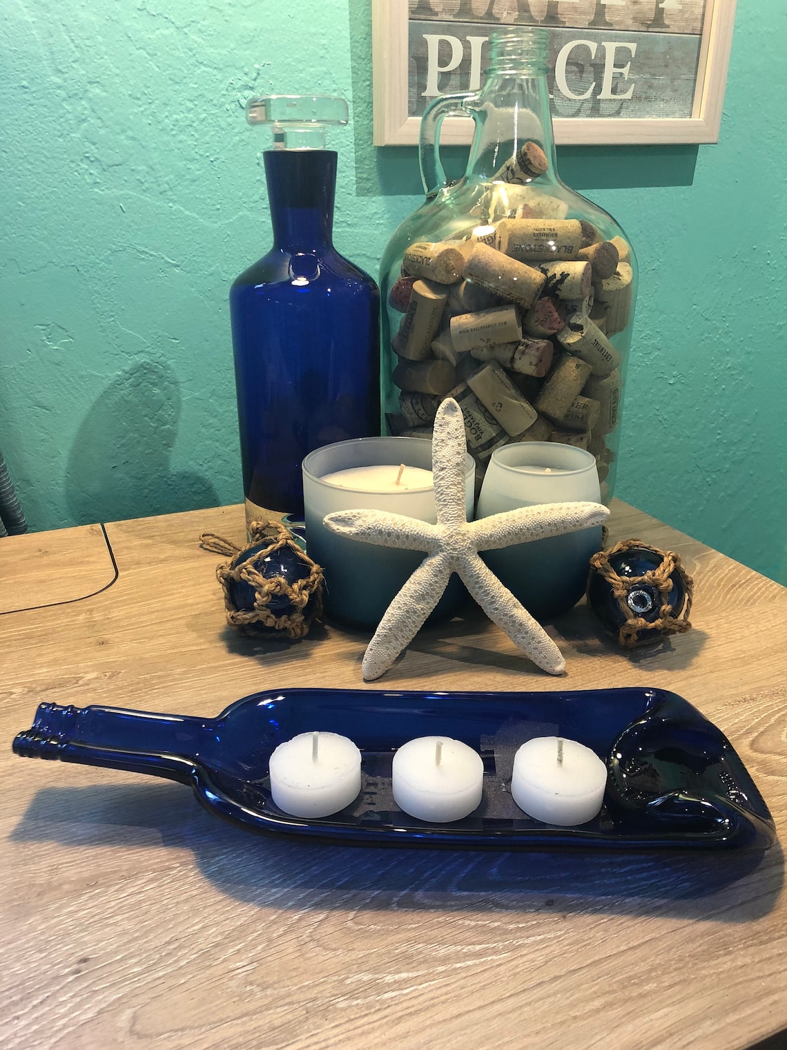 Wine Bottle Dish With Lighthouse - Etsy