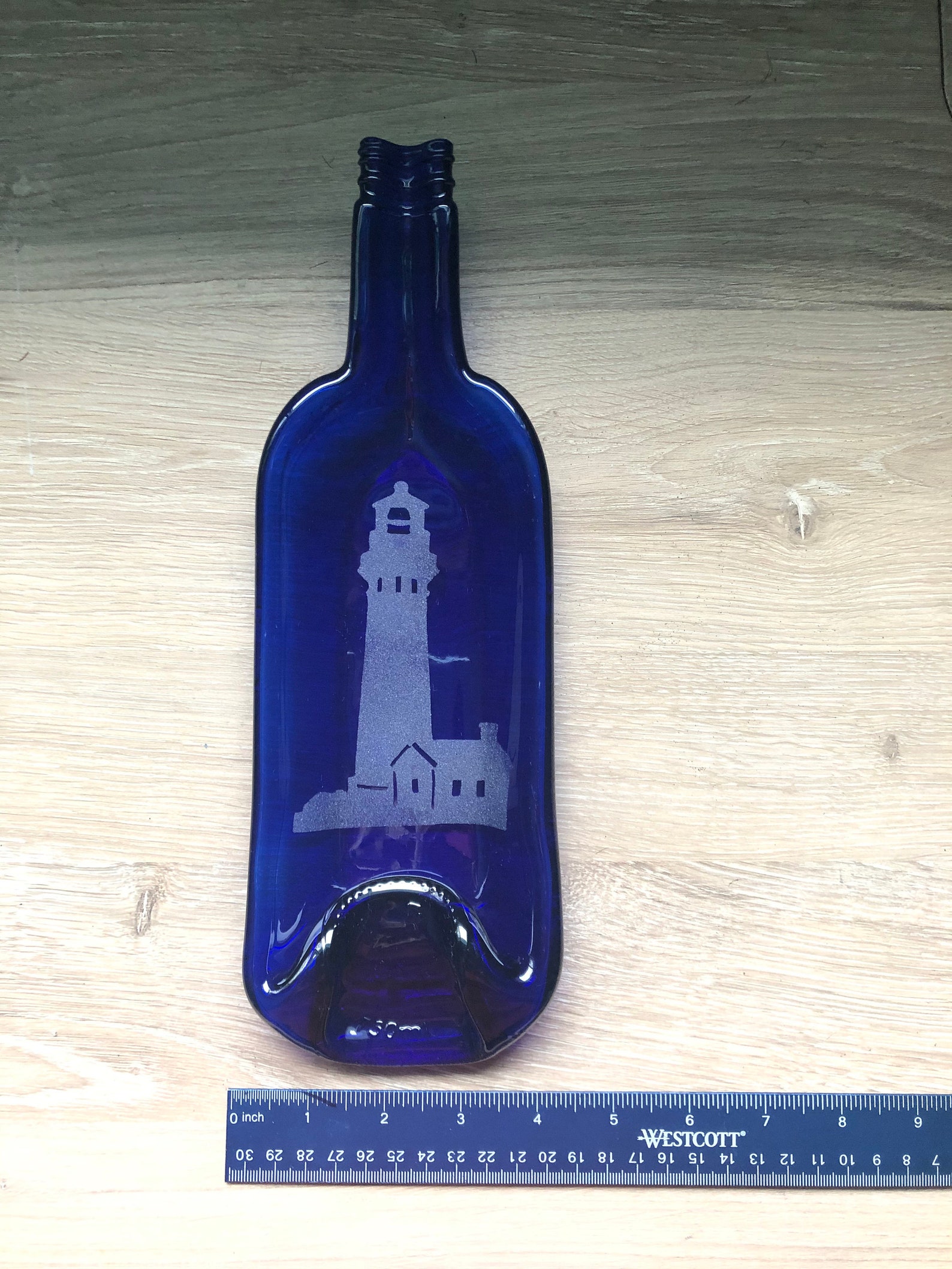 Wine Bottle Dish With Lighthouse - Etsy