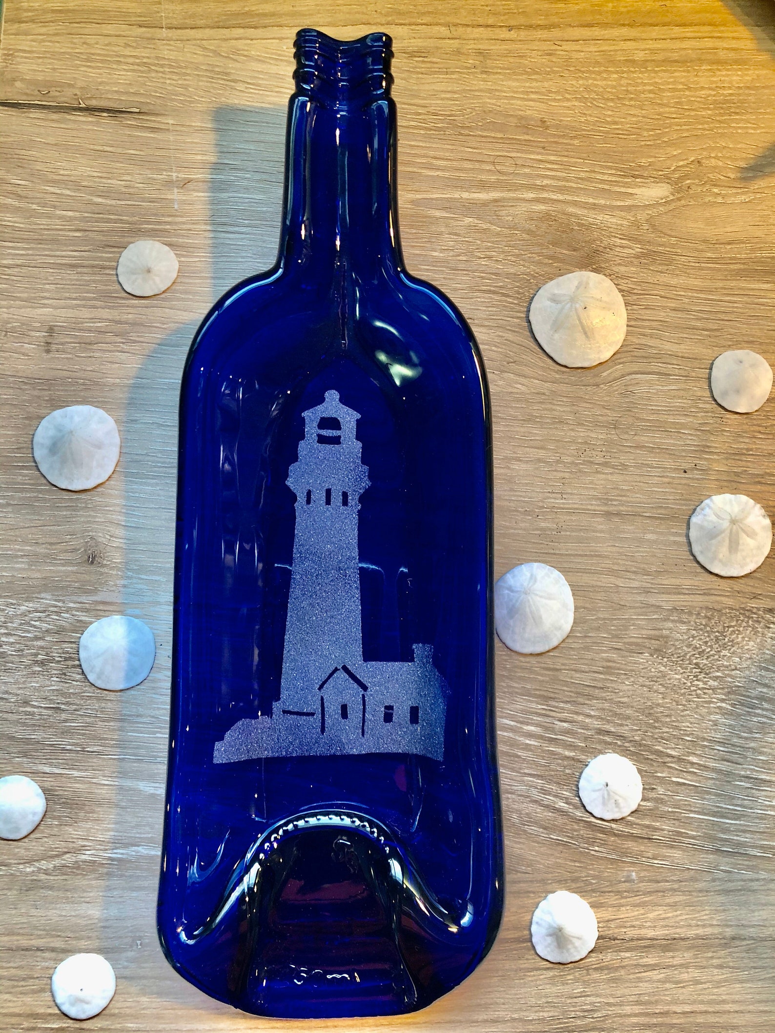 Wine Bottle Dish With Lighthouse - Etsy