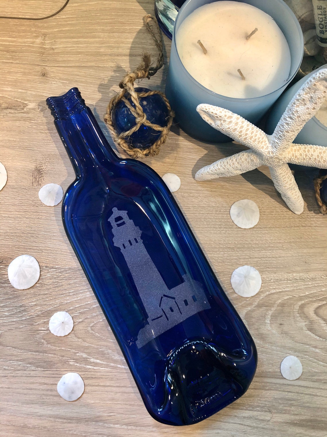 Wine Bottle Dish With Lighthouse | Etsy