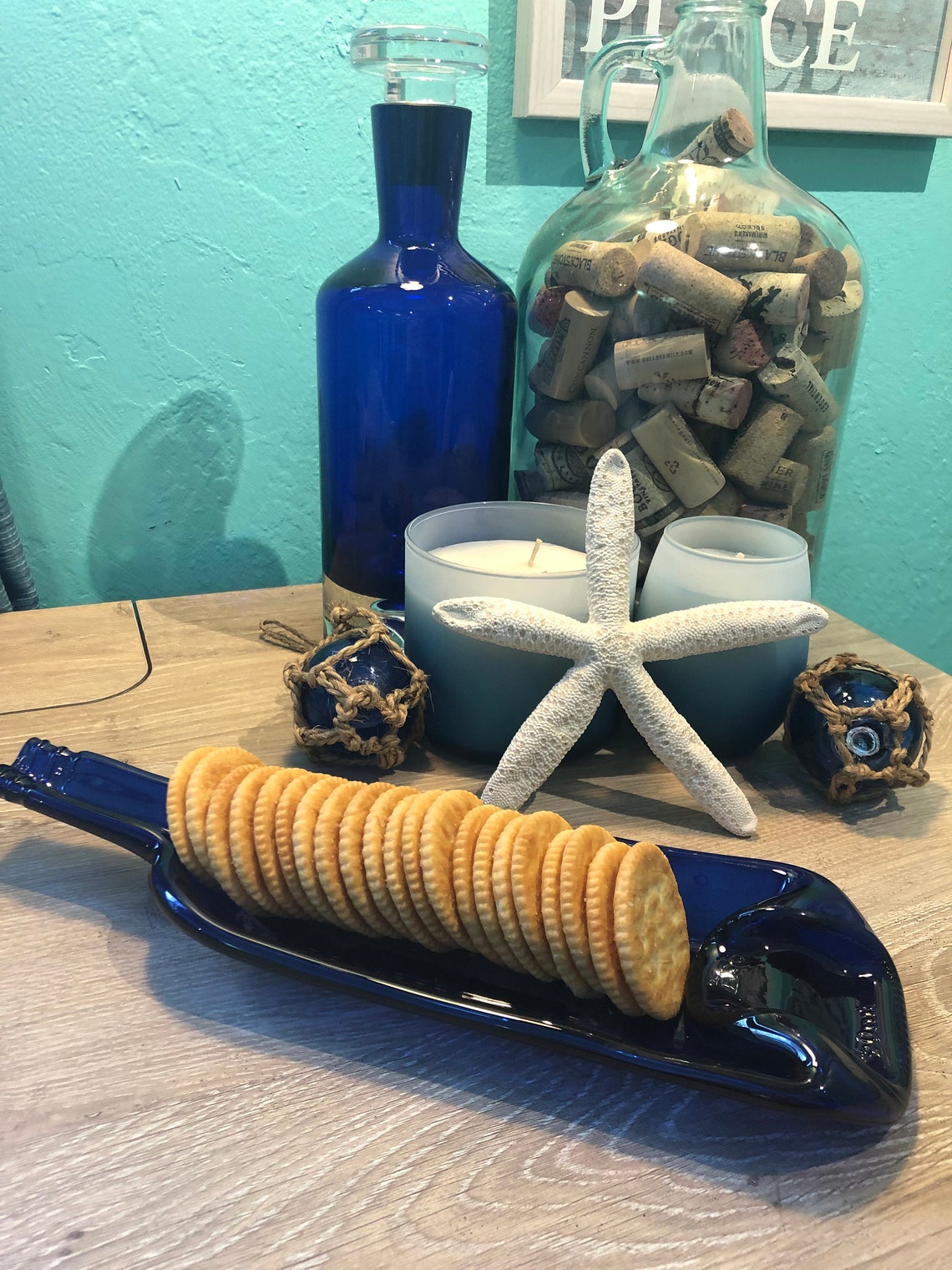 Wine Bottle Dish With Lighthouse - Etsy