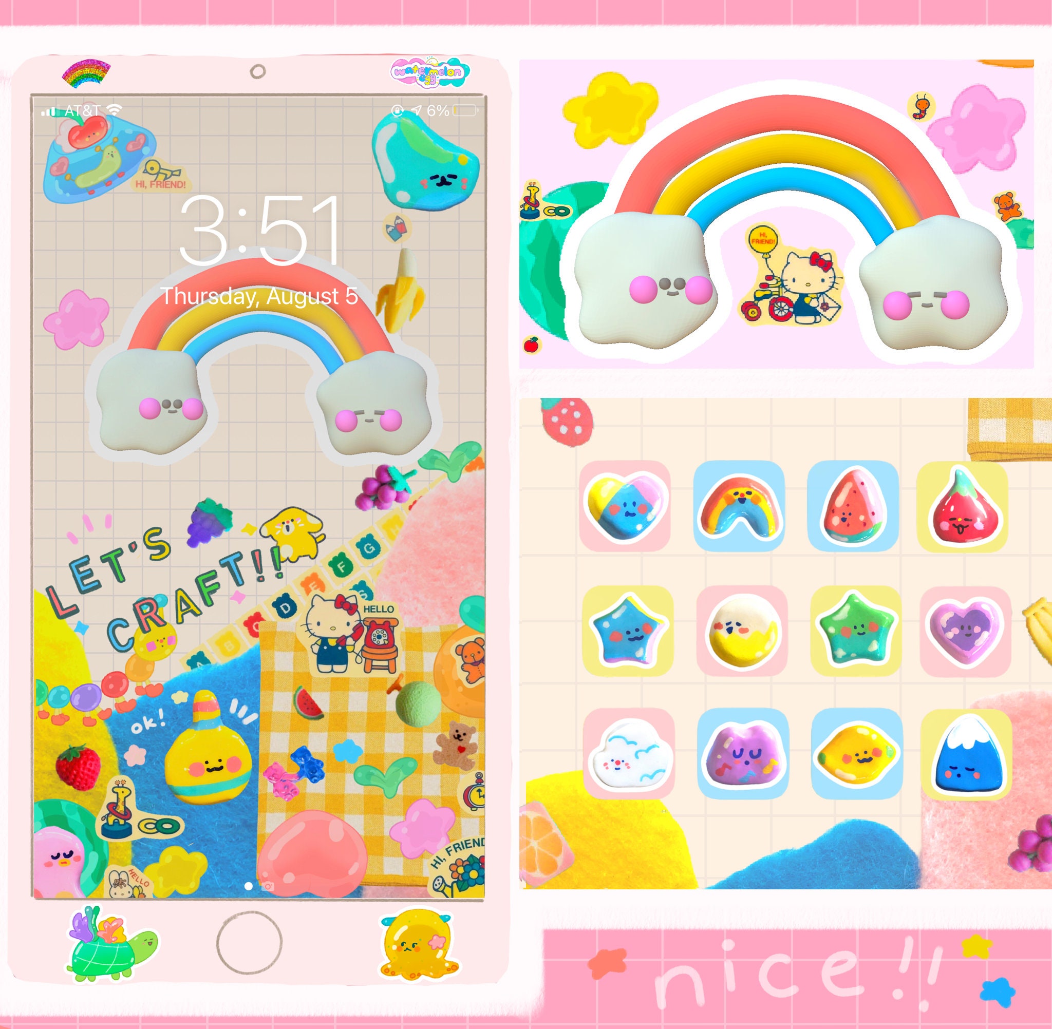 Cute Crafted World Icon Pack Wallpaper Digital Download | Etsy