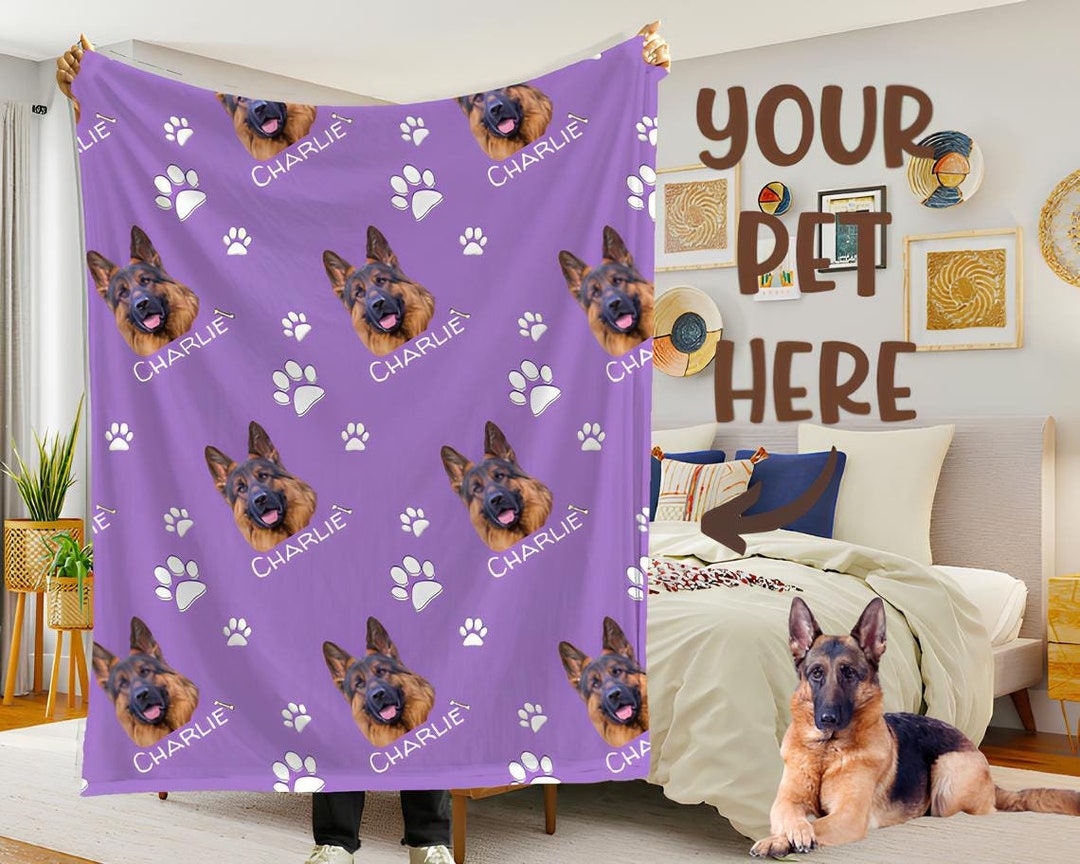 Custom Pet Blanket Custom Dog Photo Blanket With Name Custom Dog ...