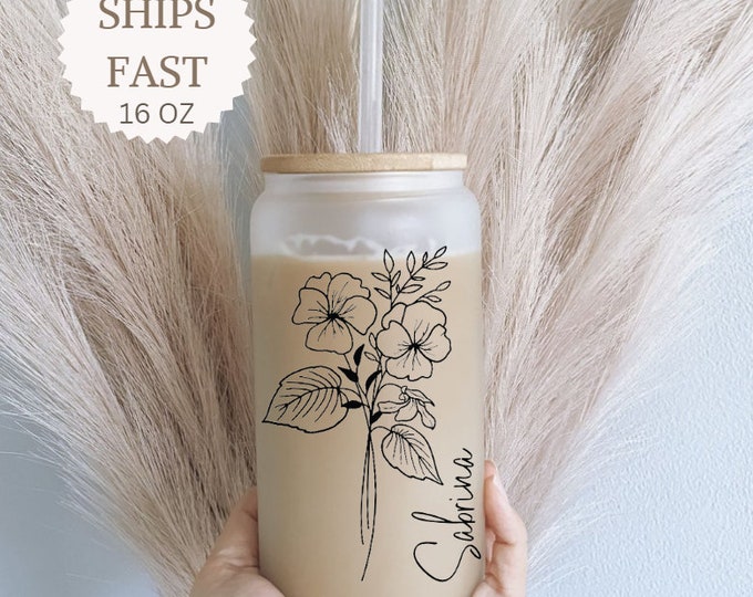 Personalized Iced Coffee Cup, Custom Glass Cup, Custom Beer Can Glass ...