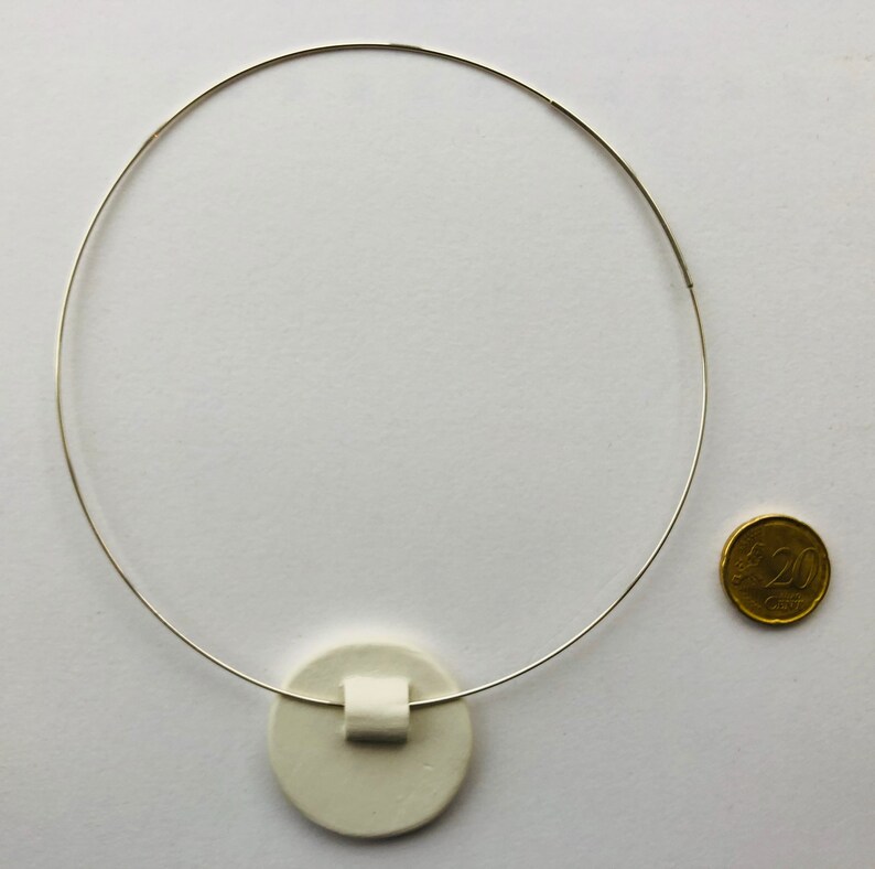 Porcelain Disc With Sterling Silver Neckwire - Etsy