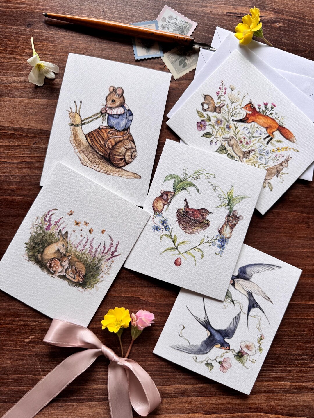 Spring Storybook Collection ~ Set of Five Notecards - Etsy
