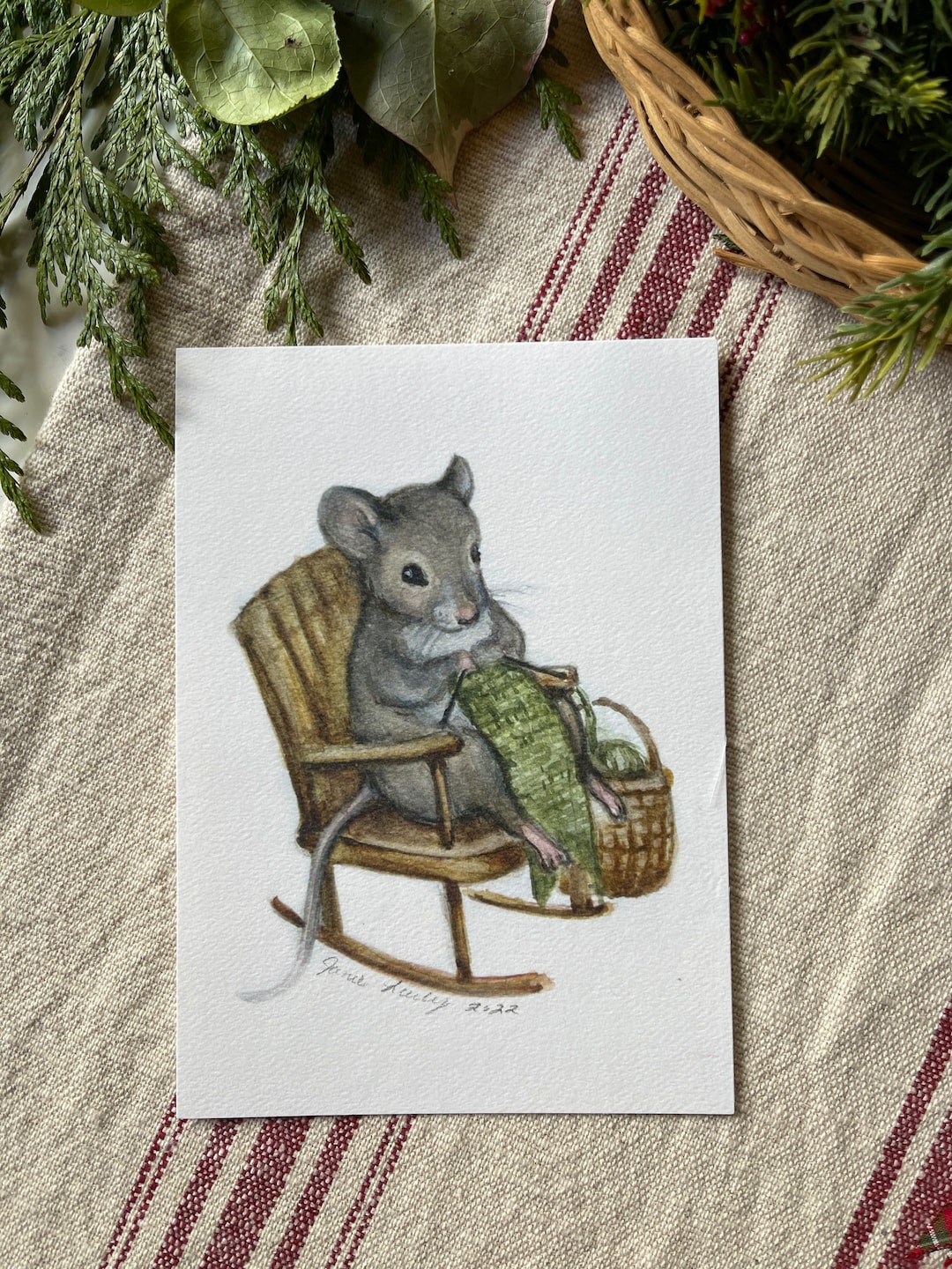 Knitting Mouse Print - Etsy