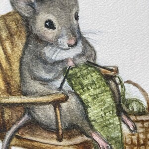 Knitting Mouse Print - Etsy