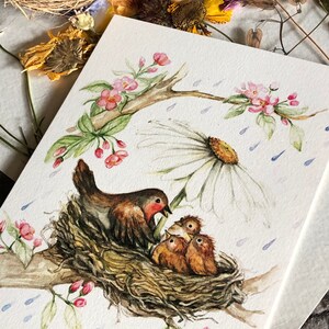 Mama and Baby Birds Print - Etsy