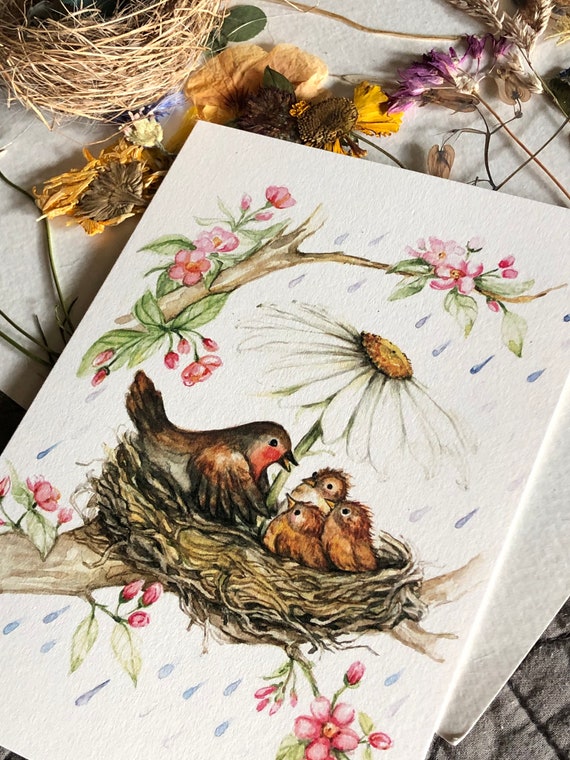Mama And Baby Bird Art