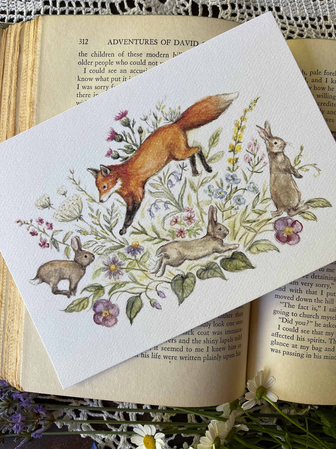 Fox and Rabbits Prints - Etsy