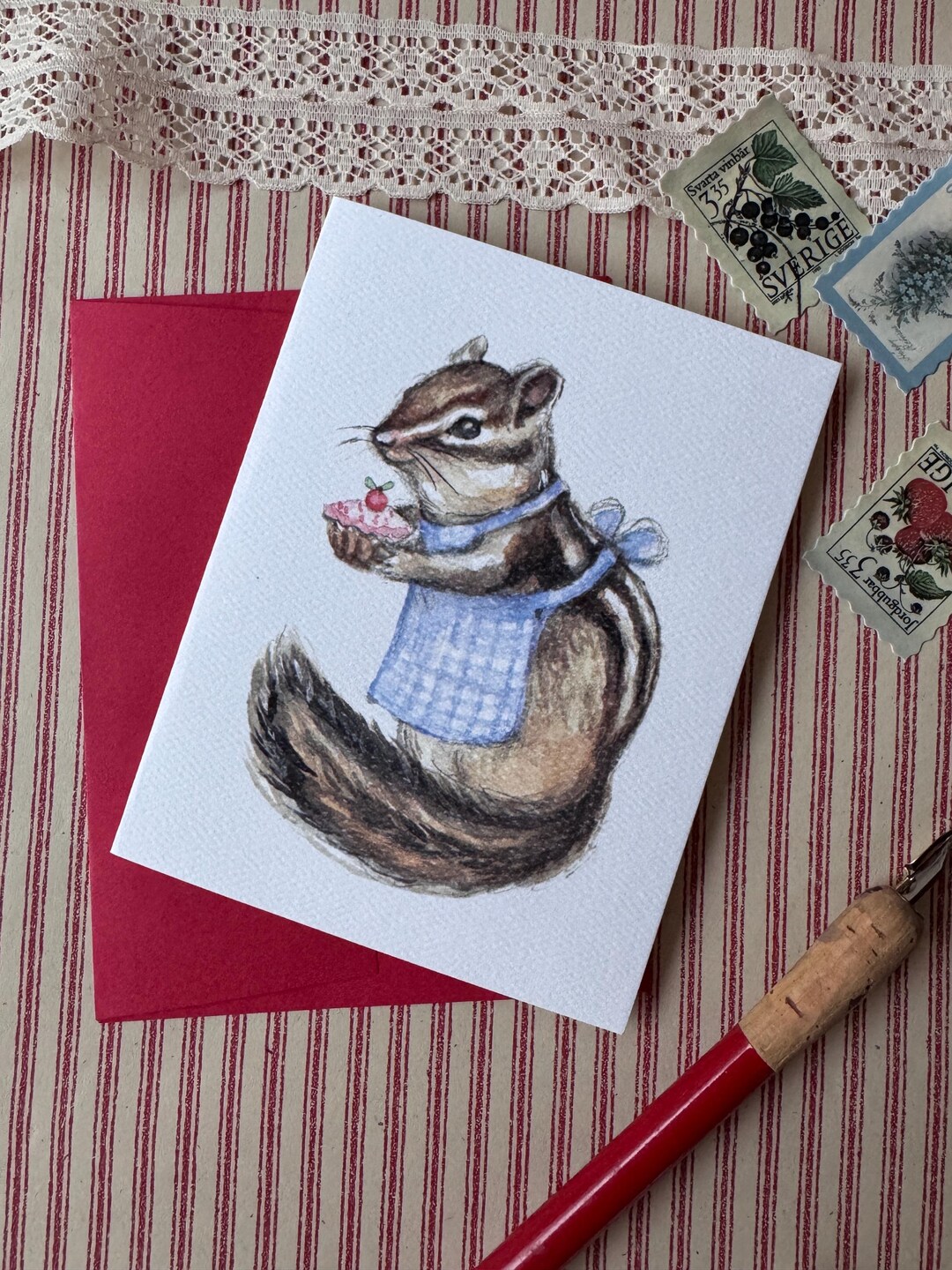 Valentines Chipmunk Card - Etsy
