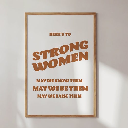 Here's to Strong Women Pink and White Printable Wall Decor - Etsy