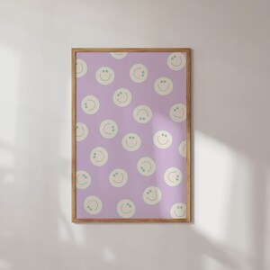 Smiley Face Lilac and Teal Retro Poster Fun Graphic Instant Download - Etsy