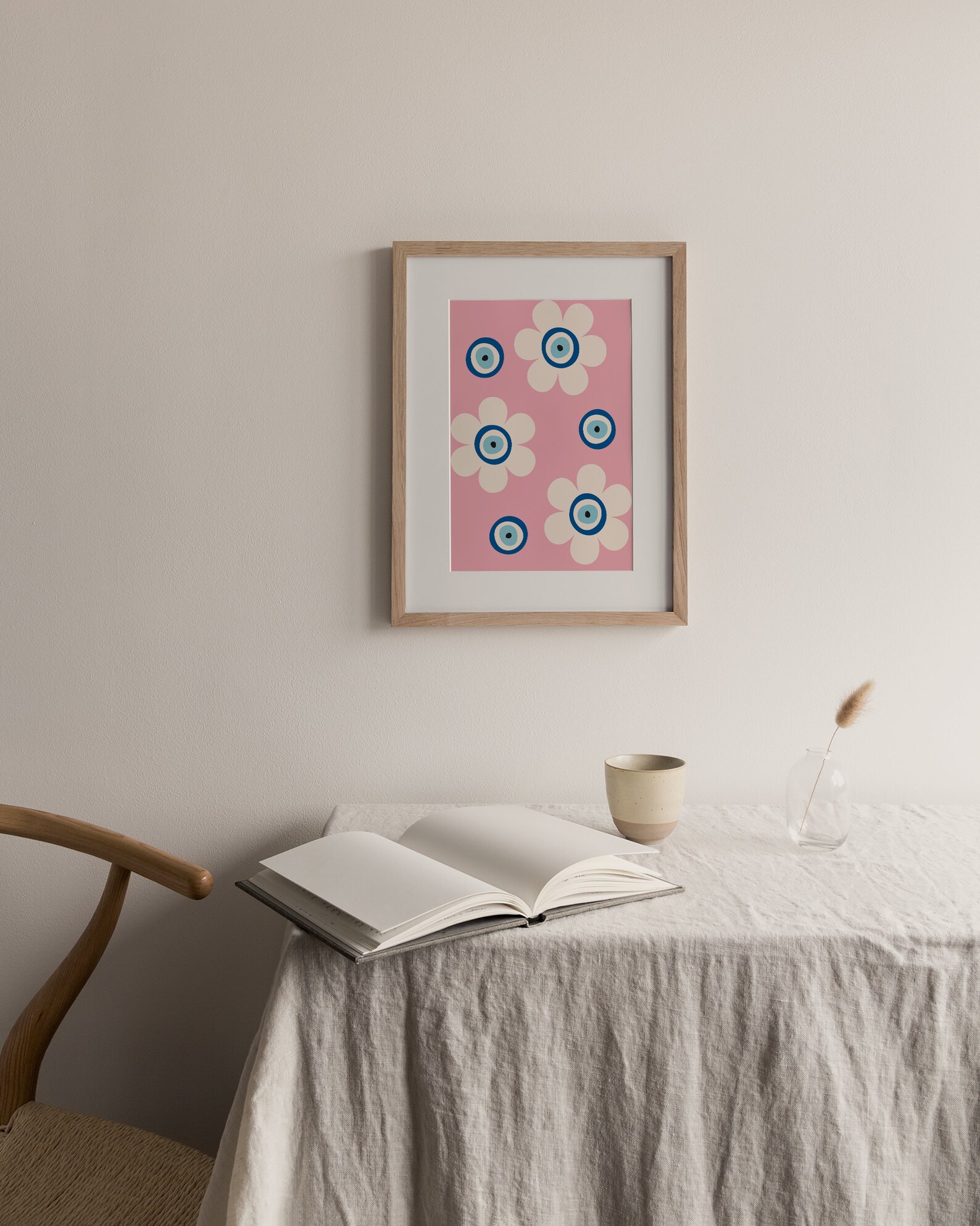 Evil Eye Flowers Print | Pink Boho Wall Decor (digital Download) - Etsy