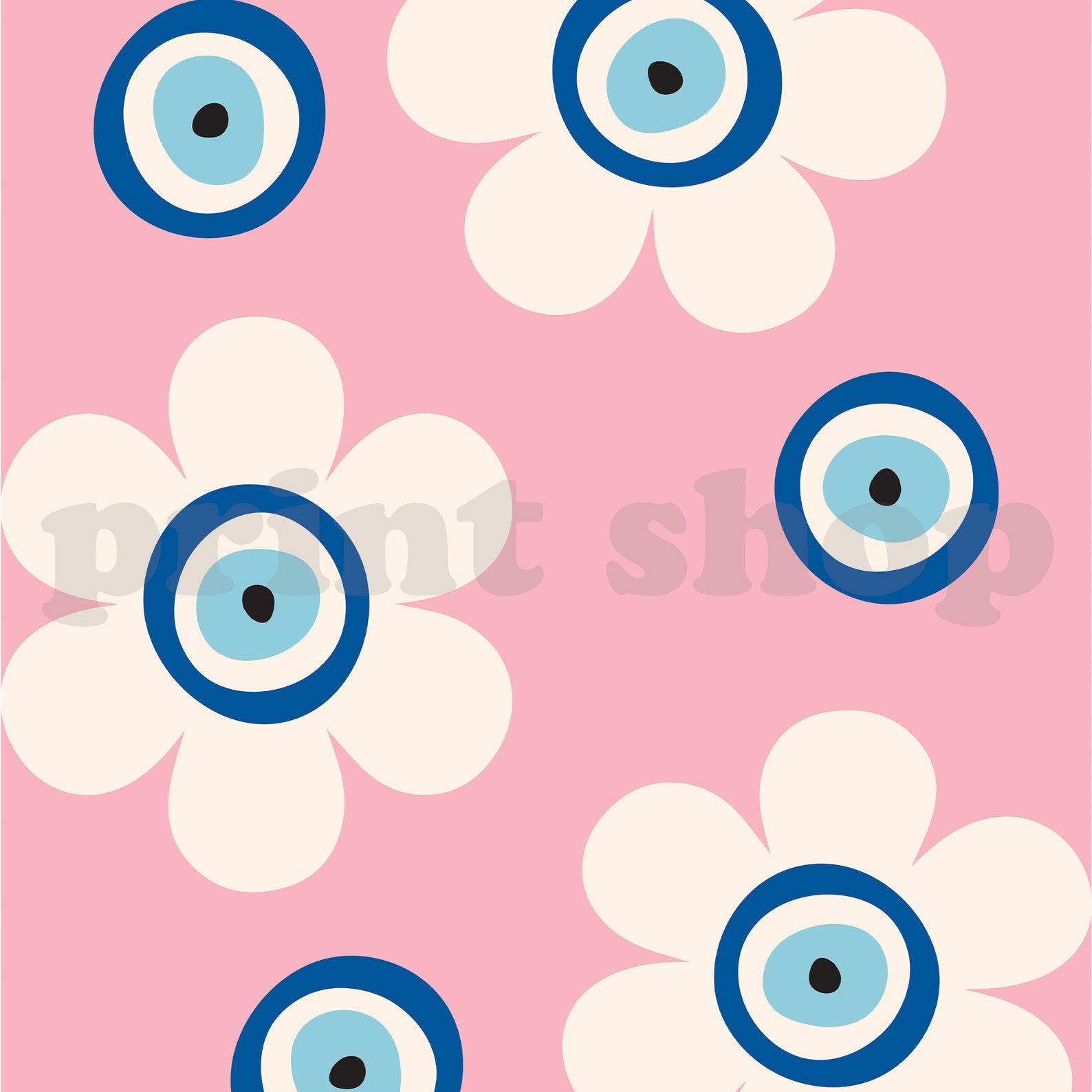 Traditional Evil Eye Flowers Pink Printable Wall Decor | Etsy