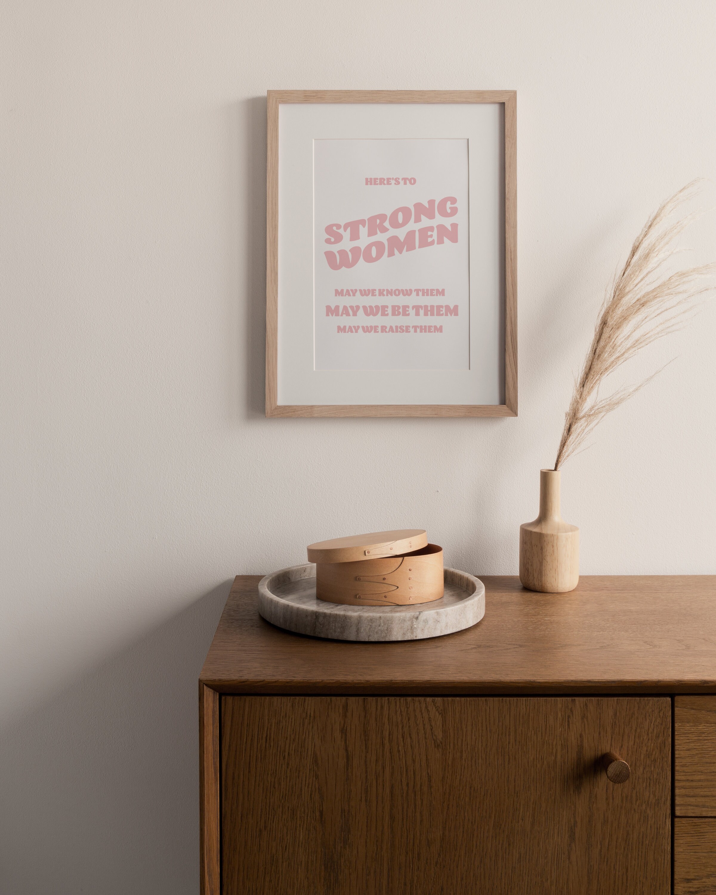 Strong Women Pink Print, Mid-century Modern Wall Decor (digital ...