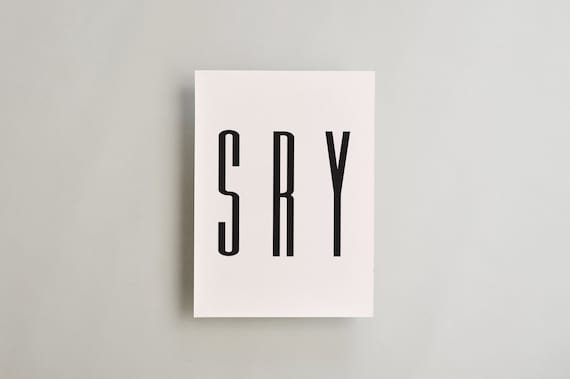SRY Card Sorry Black and White Instant Download Greeting Card - Etsy