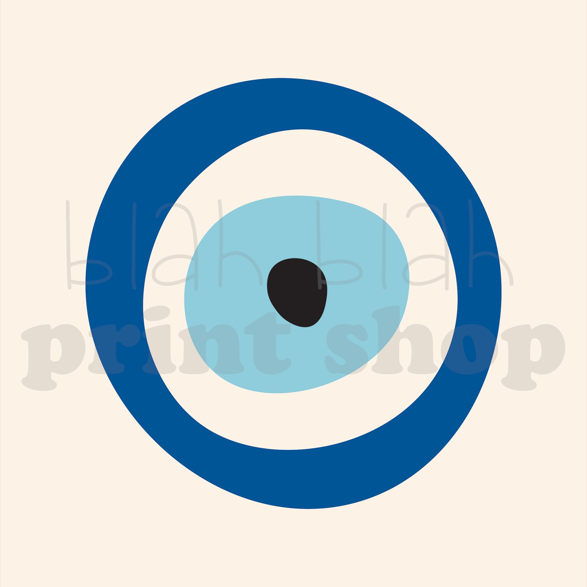 Traditional Blue Evil Eye Printable Wall Decor Mid-century - Etsy
