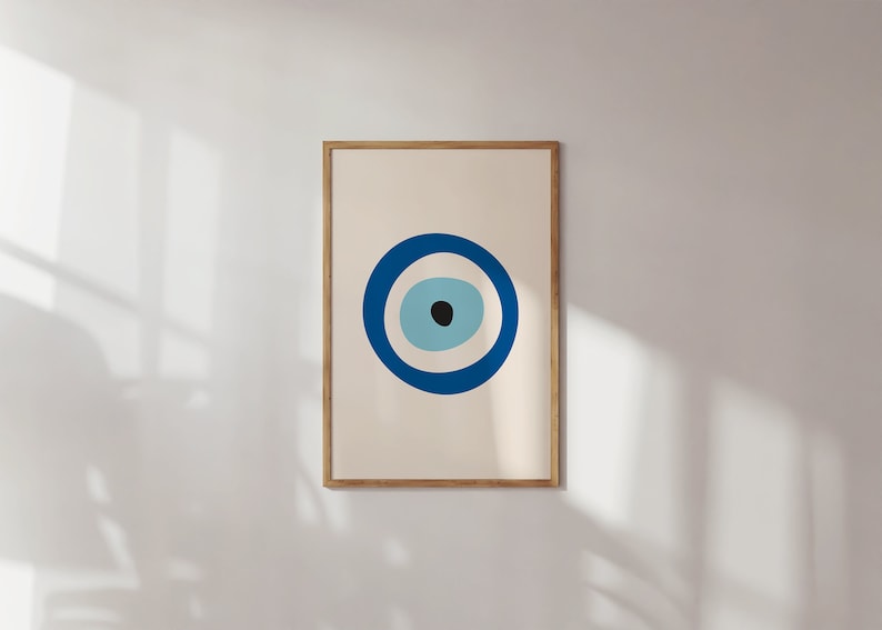 Traditional Blue Evil Eye Printable Wall Decor Mid-century - Etsy