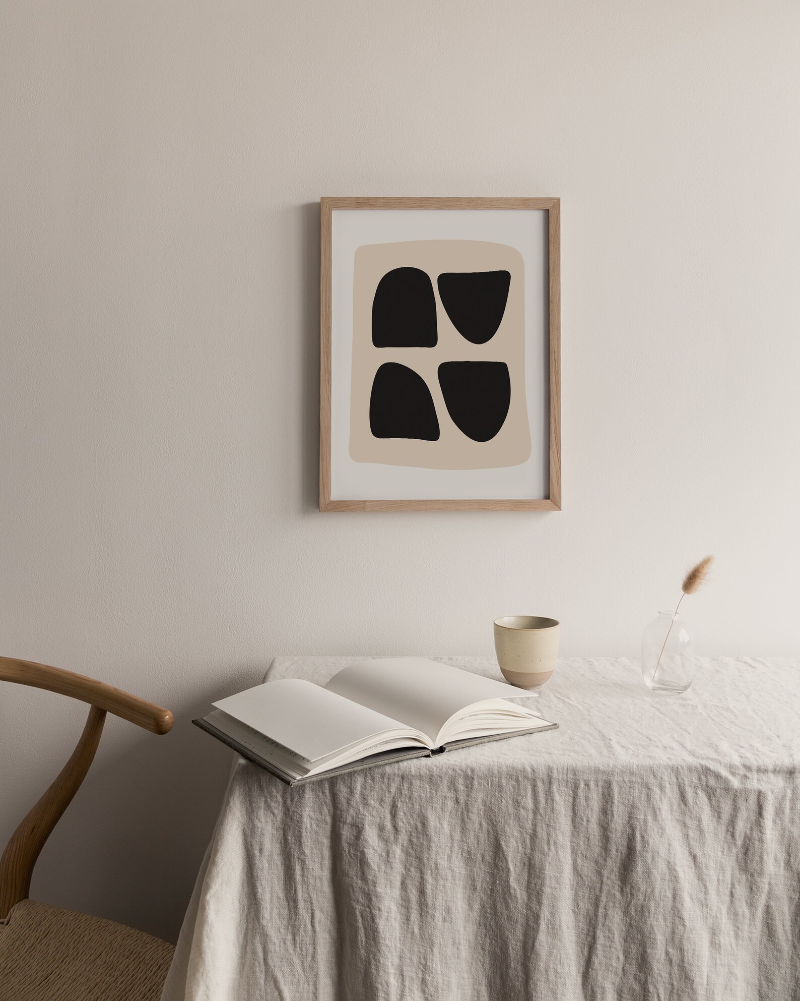 Black Ivory White Abstract Printable Wall Decor Mid-century - Etsy