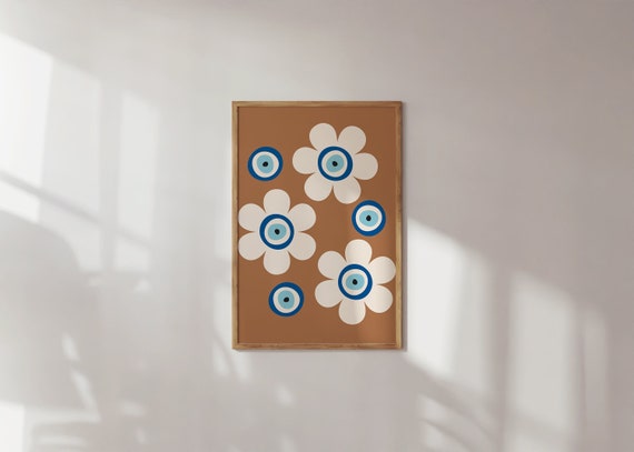 Traditional Evil Eye Flowers Printable Wall Decor Mid-century | Etsy