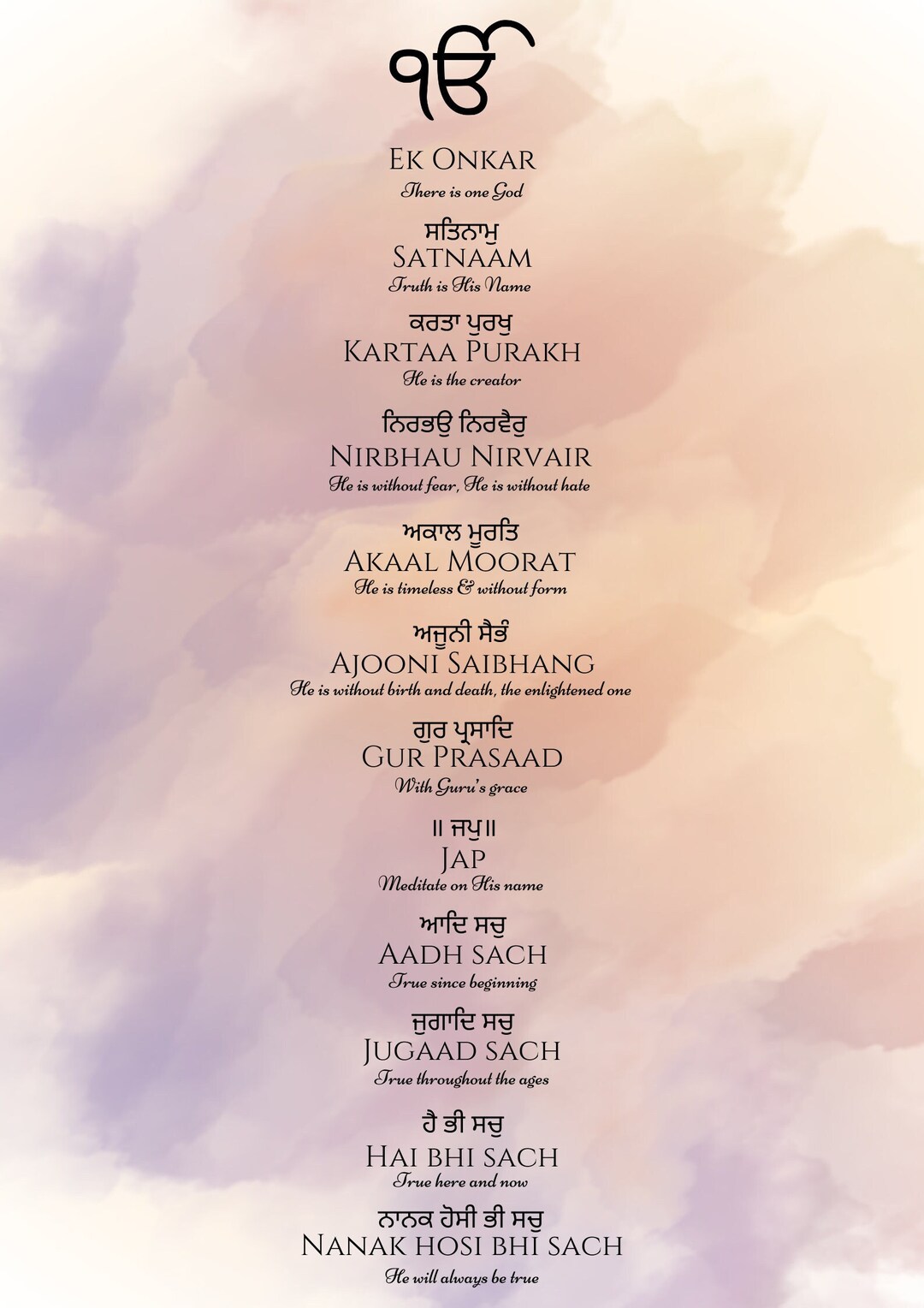 Mool Mantar Sikh Art Digital - Etsy