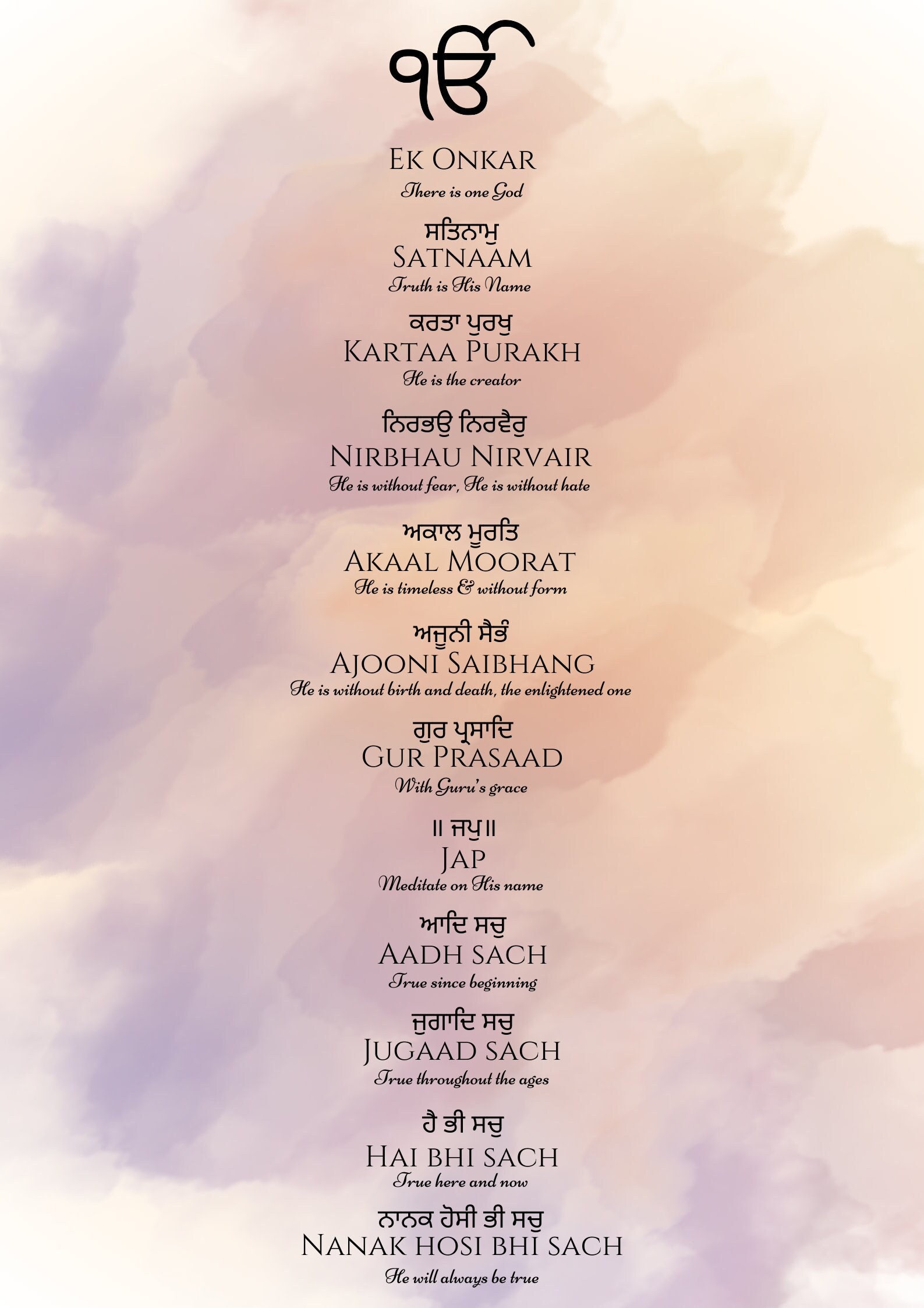 Mool Mantar Sikh Art Digital - Etsy