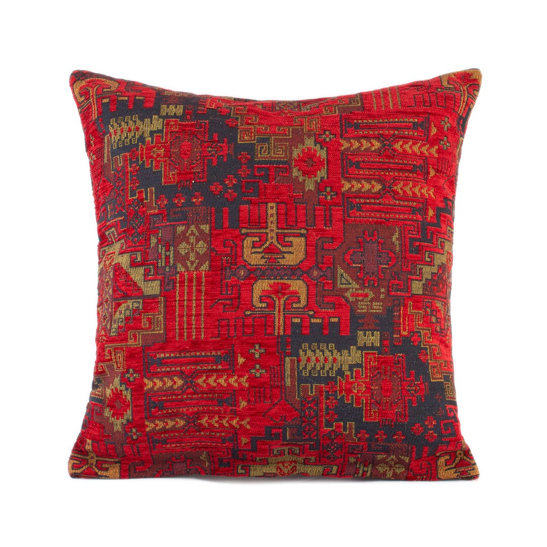 Dark Red Turkish Pillow Cover, Kilim Pillow Cover, Dark Red Throw ...