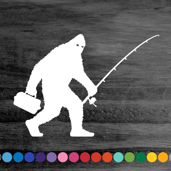 Sasquatch Fishing Sticker - Etsy