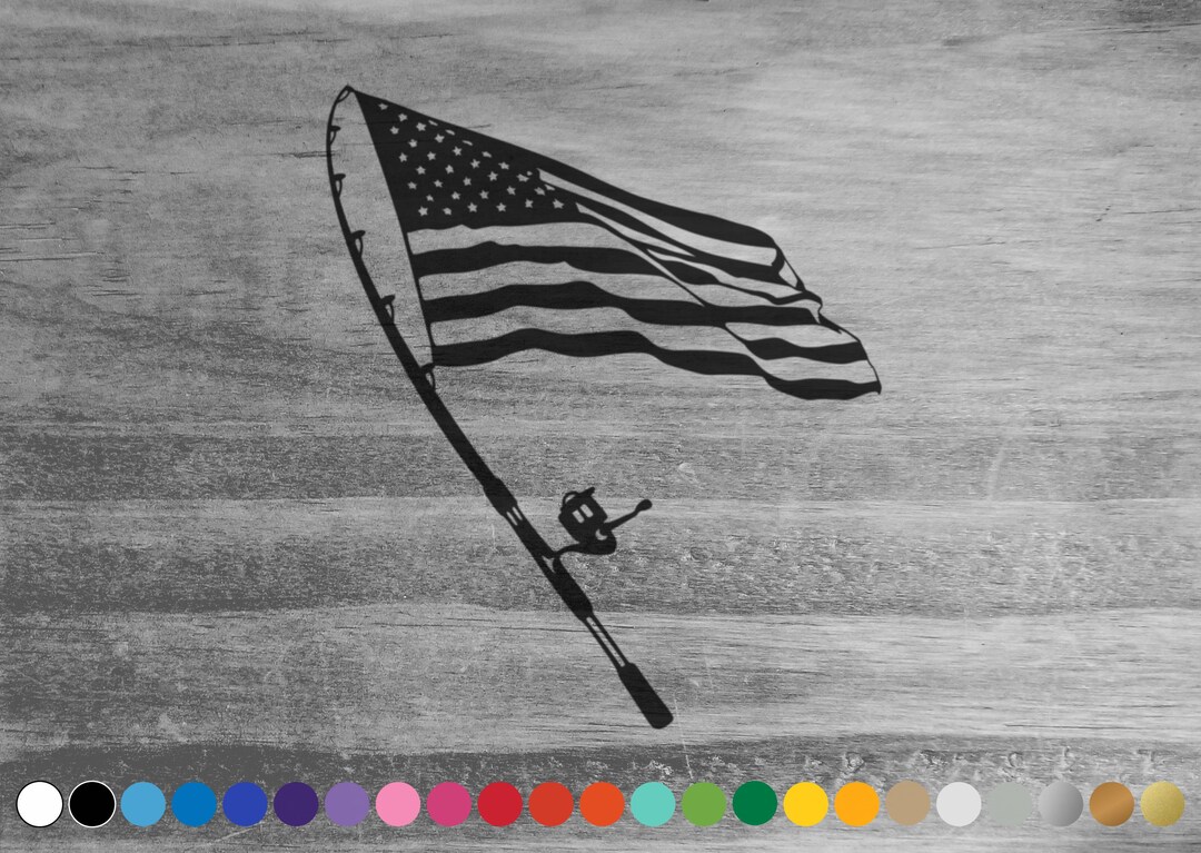 Fishing Pole Flag Vinyl Decal Sticker for Car Truck Rv Camper Van Atv ...
