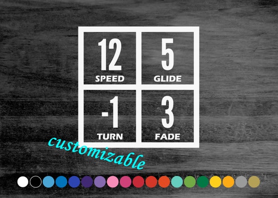 Disc Golf Flight Numbers Vinyl Decal Sticker for Car Truck Suv | Etsy