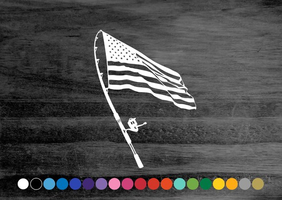 Fishing Pole Flag Vinyl Decal Sticker for Car Truck Boat Rv | Etsy