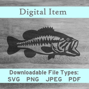 Largemouth Bass Svg Png Jpeg Pdf Digital File Download -NOT a Physical ...