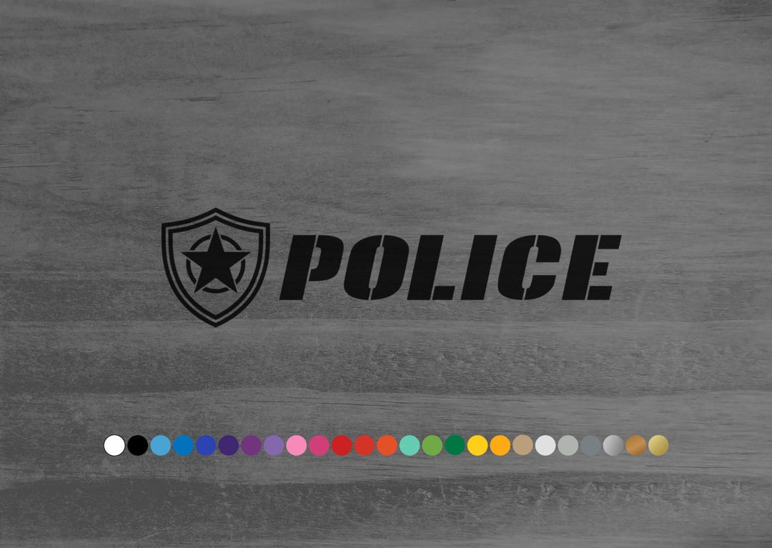 Police Text and Badge Vinyl Decal Sticker for Ride-on Power Wheels Car ...