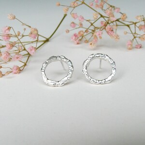 Silver Circle Studs Etched Silver Studs Textured Silver - Etsy
