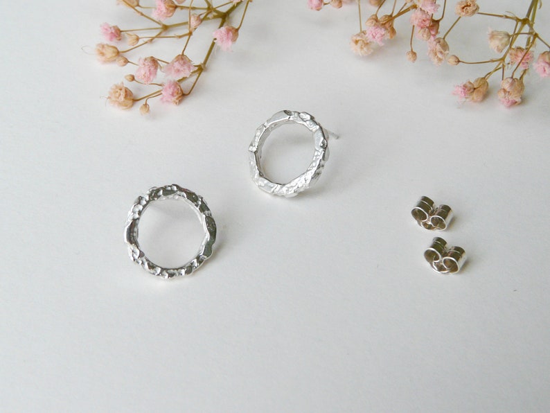 Silver Circle Studs Etched Silver Studs Textured Silver - Etsy
