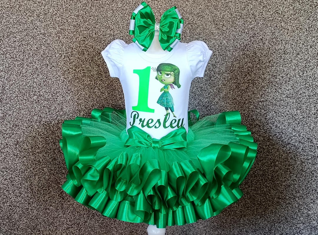 Inside Out Birthday Tutu Outfit: Disgust Costume, Bow & Shirt - Etsy