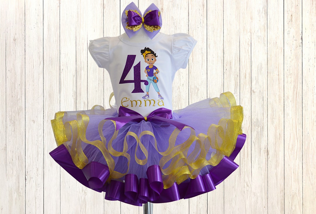 Baby Girl Birthday Purple and Gold Tutu Outfit, Personalized Birthday ...