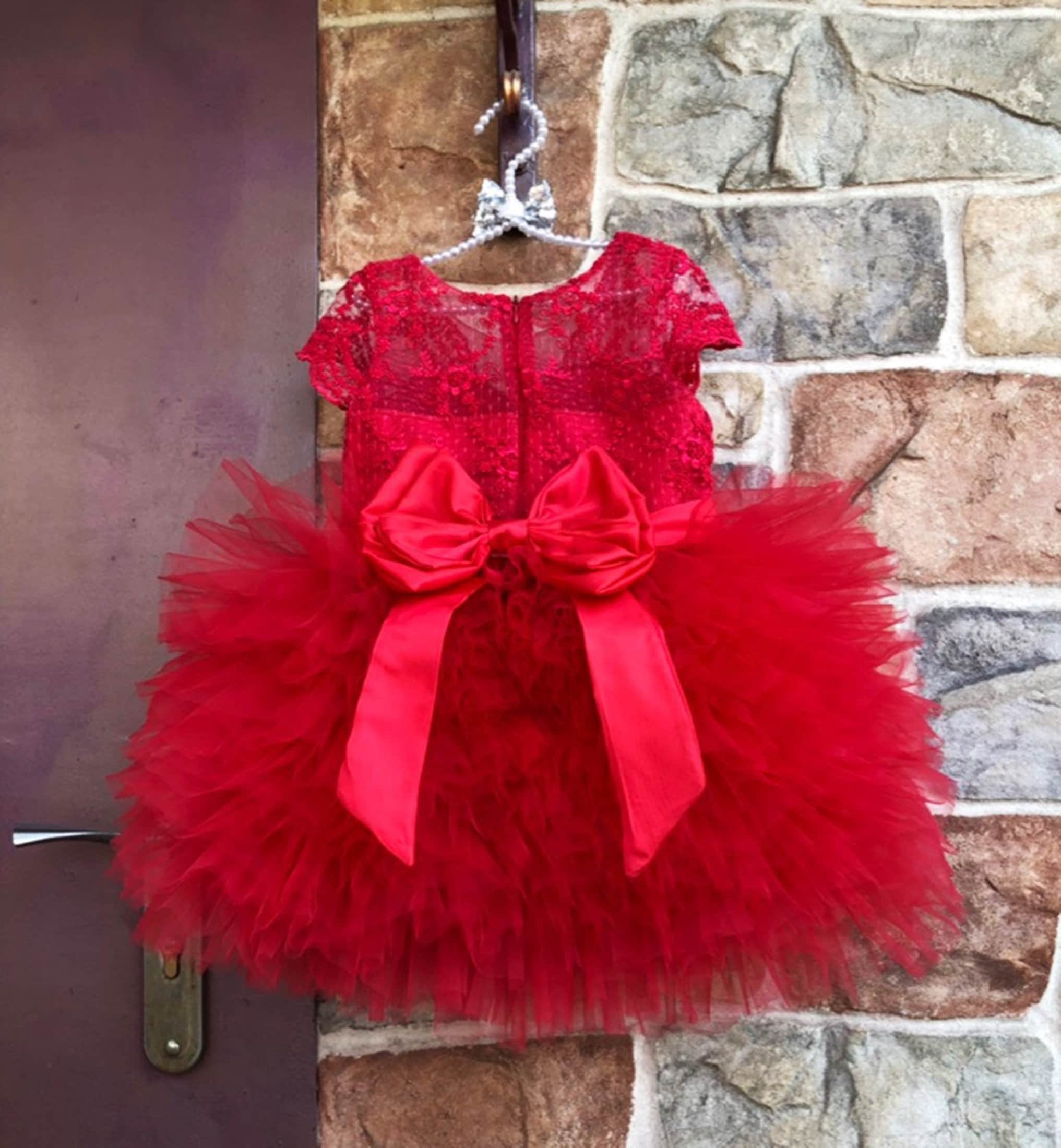 Girls Red Party Dress Baby Red Birthday Party Dress 1st - Etsy