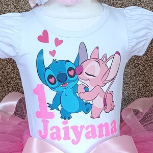 Stitch & Angel Birthday Tutu Outfit: Pink Costume Set for Baby Girl - Etsy