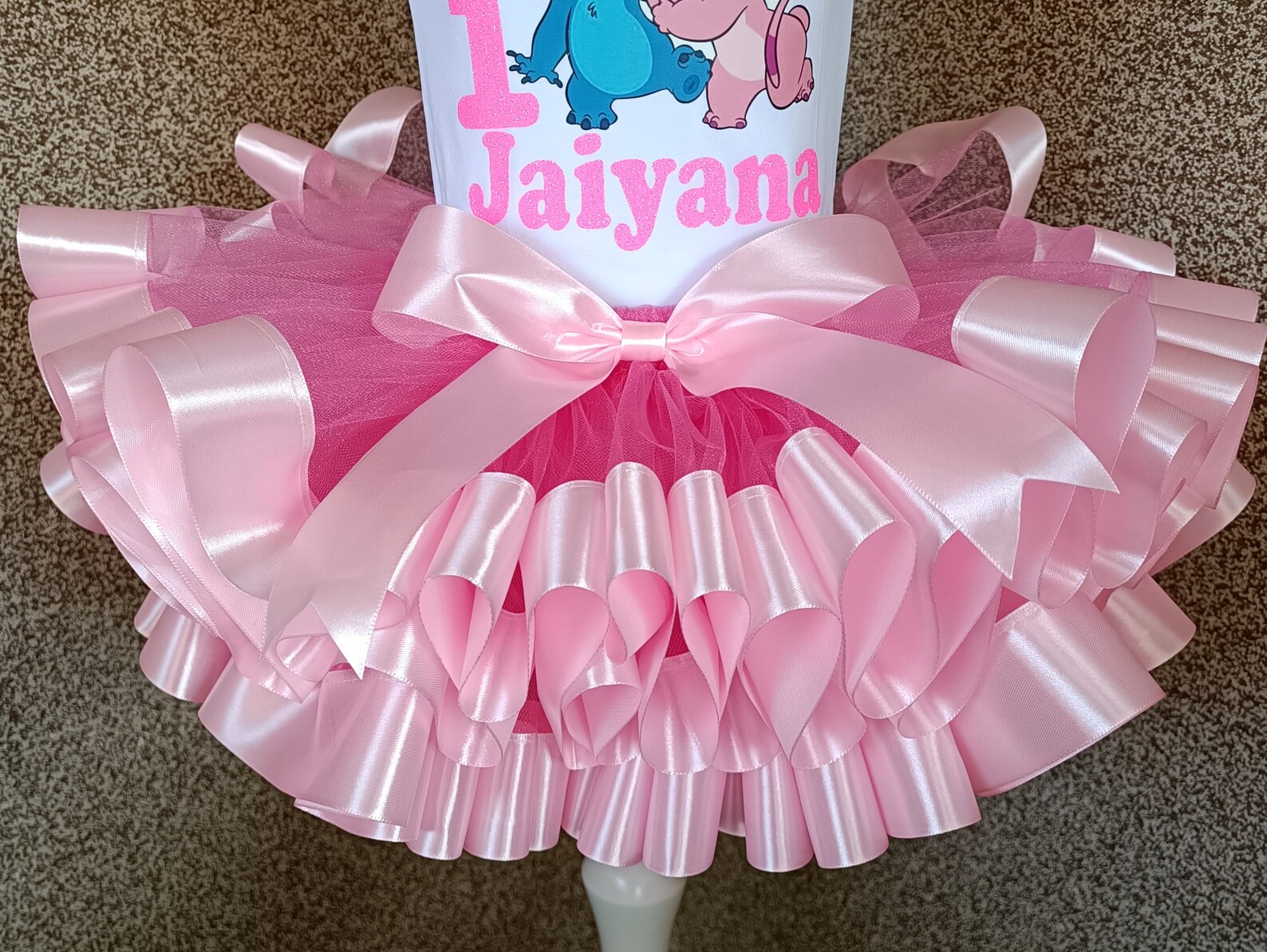 Stitch & Angel Birthday Tutu Outfit: Pink Costume Set for Baby Girl - Etsy