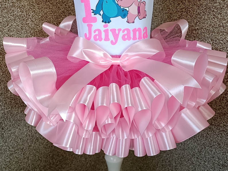Stitch & Angel Birthday Tutu Outfit: Pink Costume Set for Baby Girl - Etsy